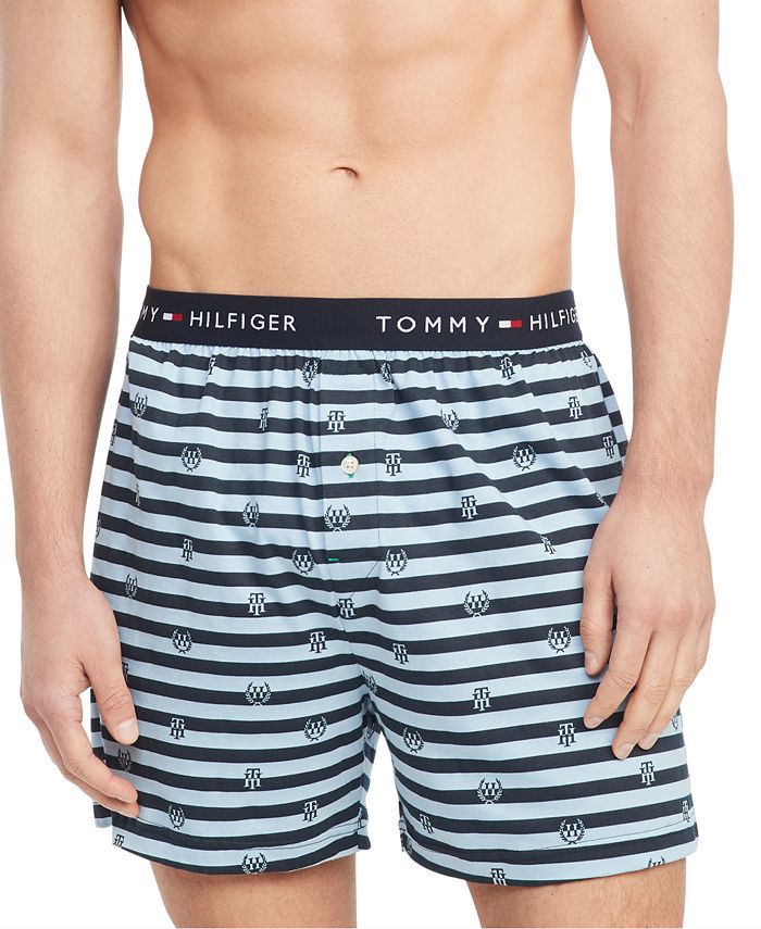 Tommy Hilfiger Men's Jersey-Knit Logo-Print Cotton Boxers - Macy's