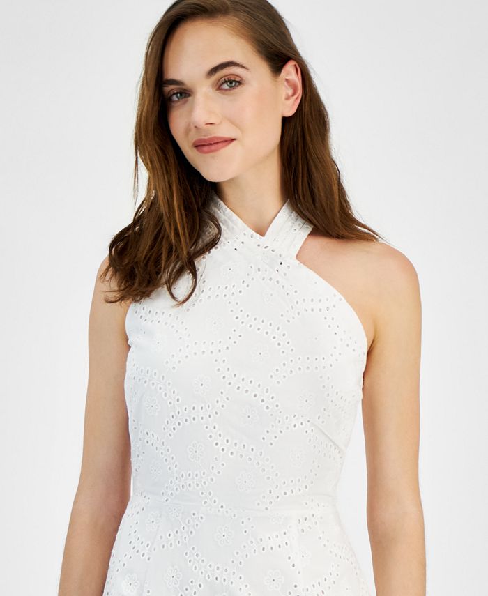 RACHEL Rachel Roy Women's Kit Cotton Eyelet Fit & Flare Dress - Macy's