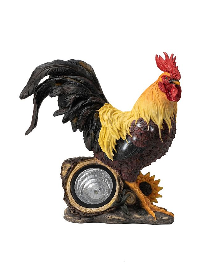 Glitzhome Resin Solar Powered Vibrant Rooster Garden Statue - Macy's