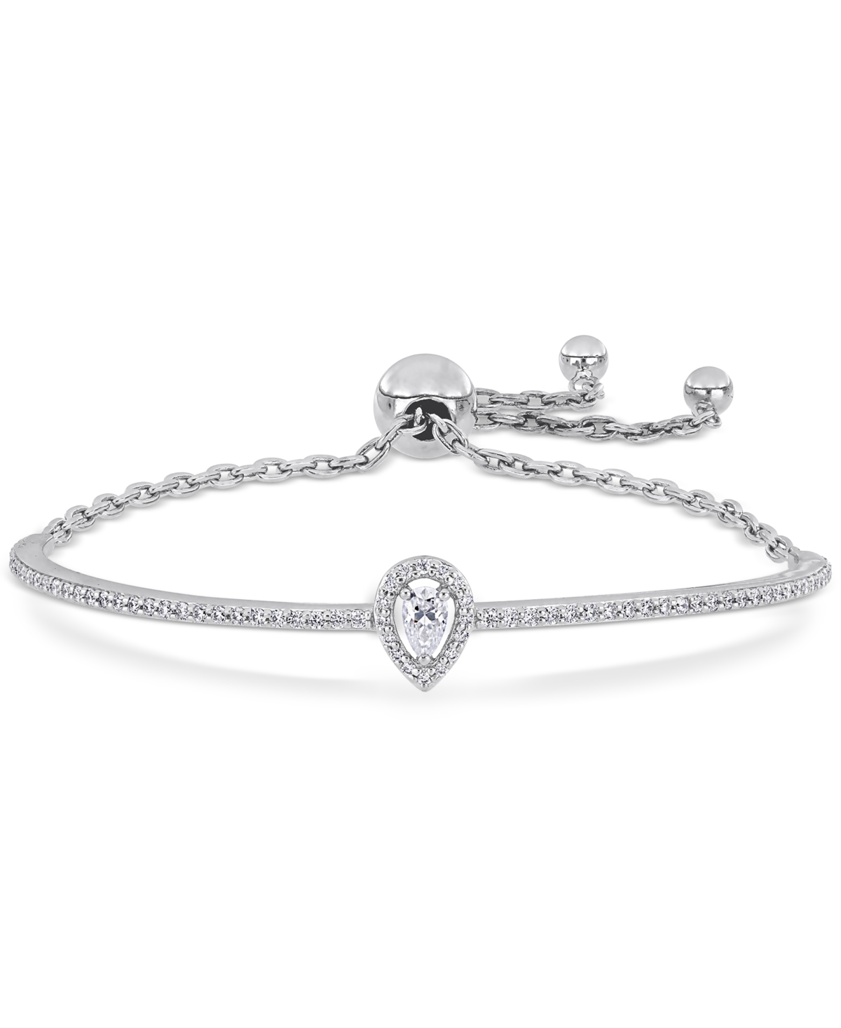 Click here for Moissanite Pear Halo Bolo Bracelet (3/4 ct. t.w.)... prices