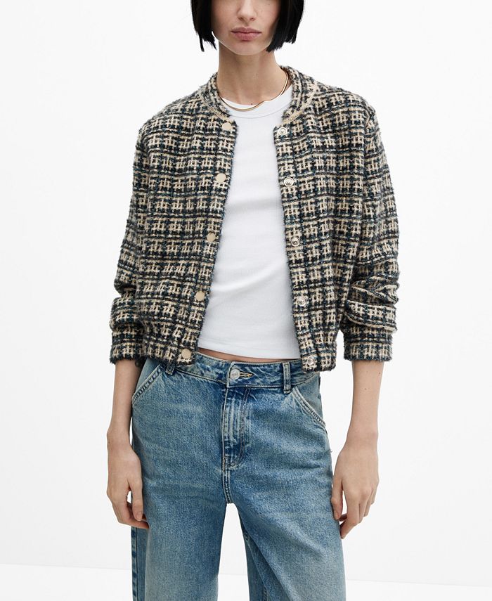 MANGO Women's Tweed Bomber Jacket - Macy's