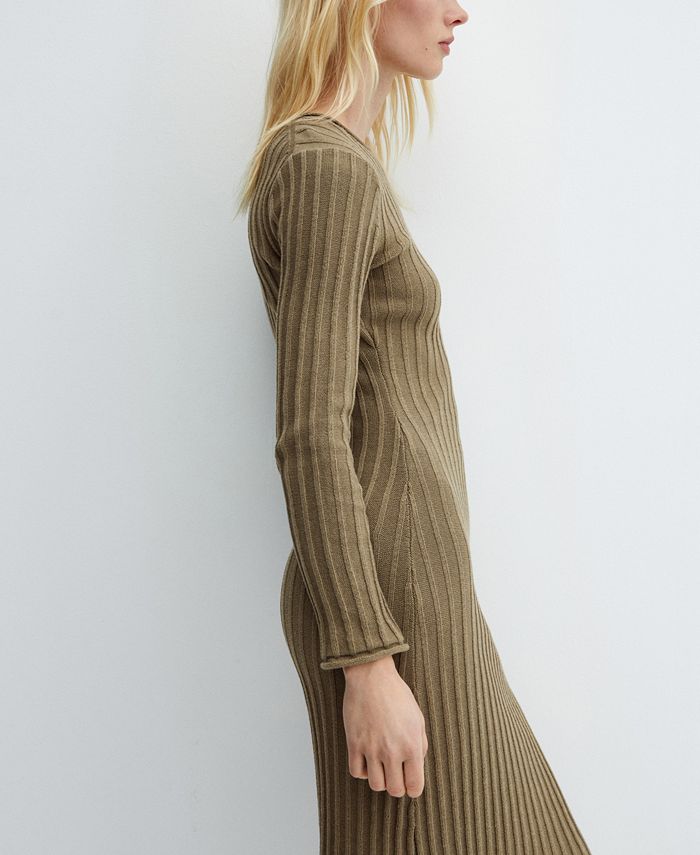 MANGO Women's Ribbed Knit Dress - Macy's
