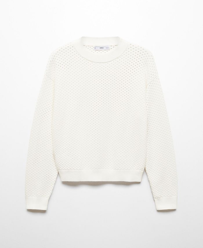 MANGO Women's Round-Neck Openwork Sweater - Macy's