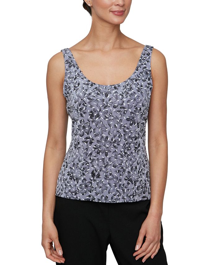 Alex Evenings Petite Printed Mandarin-Collar & Tank Twin Set - Macy's