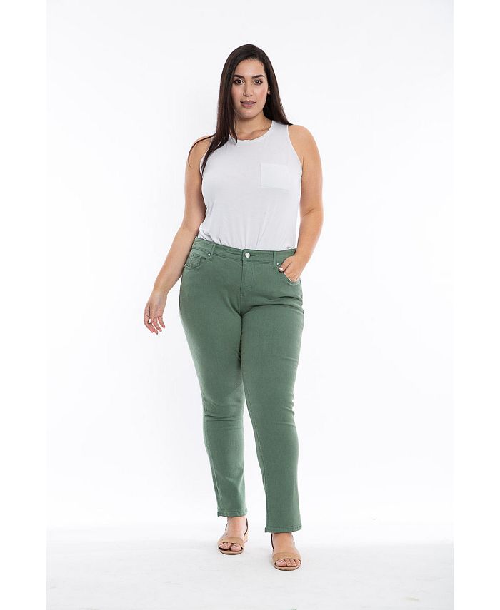 SLINK Jeans Plus Size Color Mid Rise Slim pants - Macy's