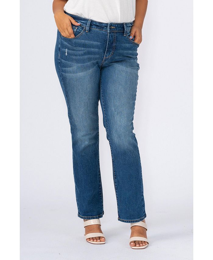 SLINK Jeans Plus Size High Rise Straight Jeans - Macy's