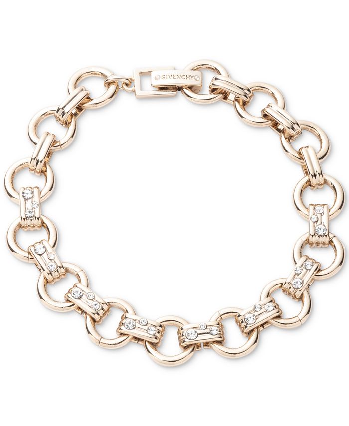 Givenchy Gold-Tone Crystal Round Link Flex Bracelet - Macy's