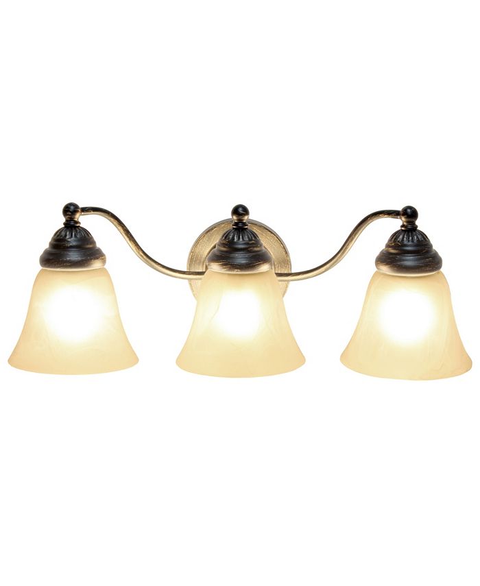 Lalia Home Essentix Traditional Three Light Curved Metal, Alabaster ...