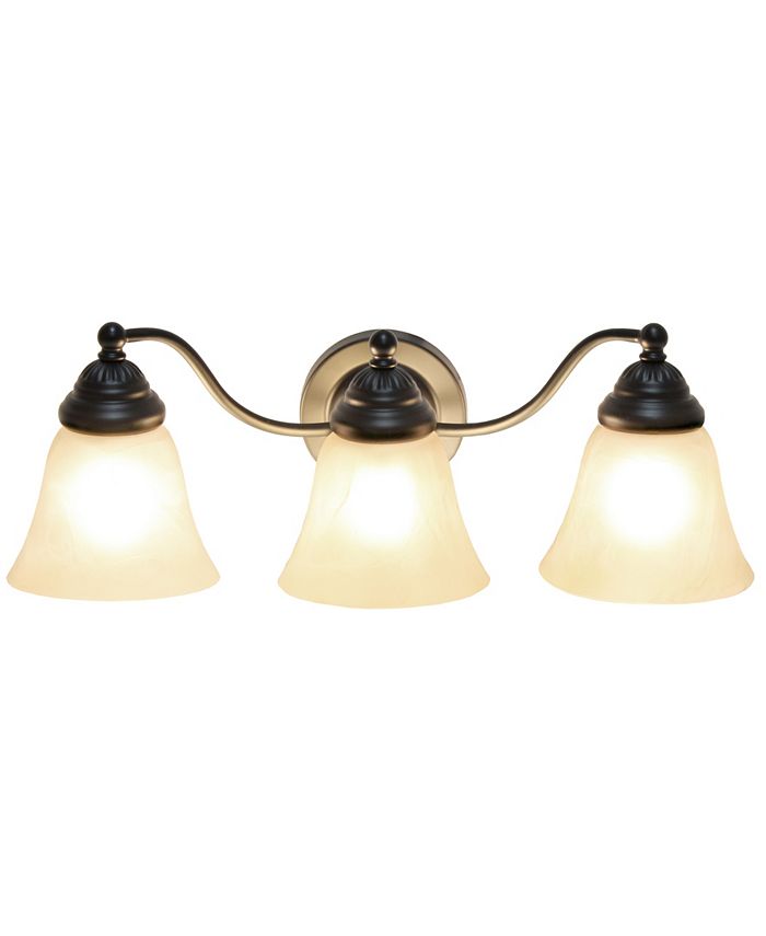 Lalia Home Essentix Traditional Three Light Curved Metal, Alabaster ...