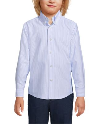 Lands' End Little Boys Long Sleeve Stripe Oxford Dress Shirt - Macy's
