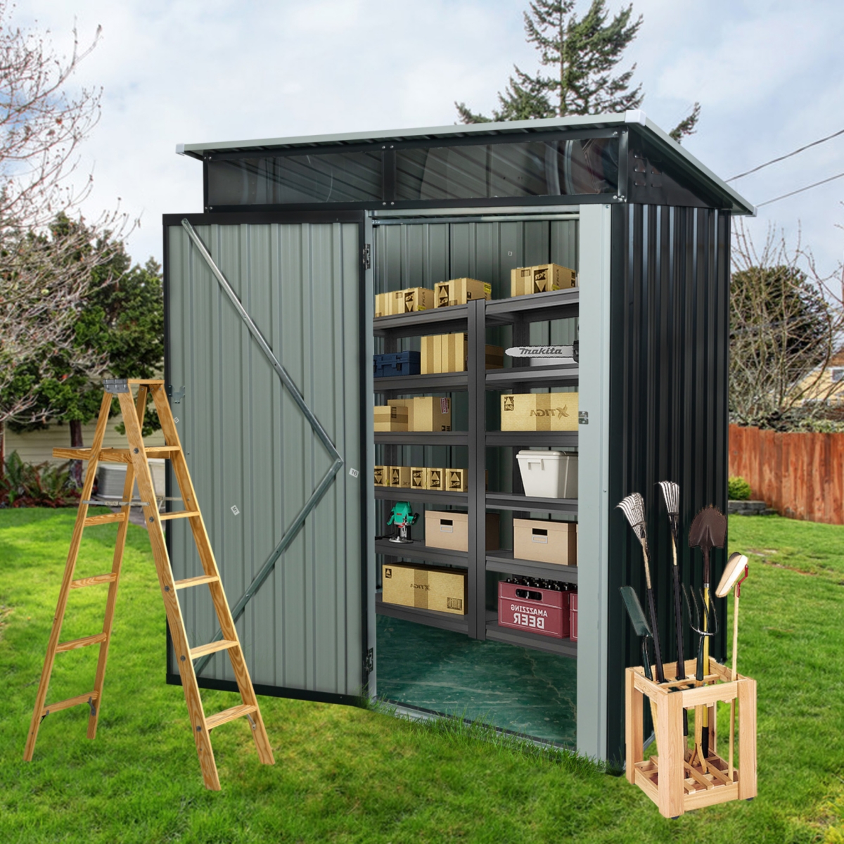 Click here for 5FT X 3FT Outdoor Metal Storage Shed Transparent P... prices