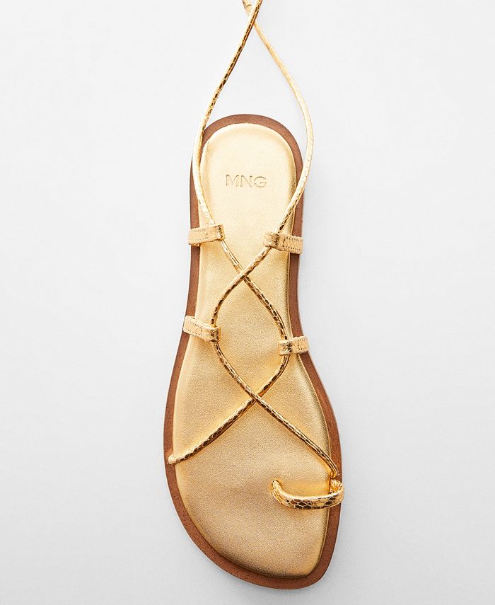 MANGO Women's Leather Straps Sandals - Macy's