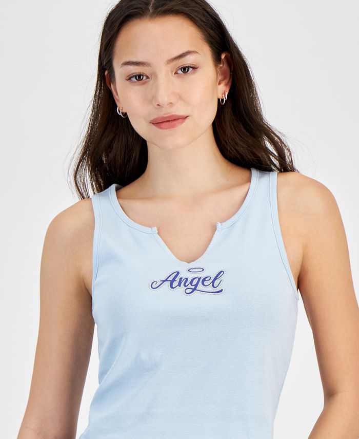 Self Esteem Juniors' Angel Graphic-Print Cotton Tank Top - Macy's