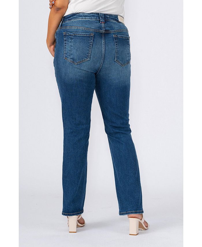 SLINK Jeans Plus Size High Rise Straight Jeans - Macy's