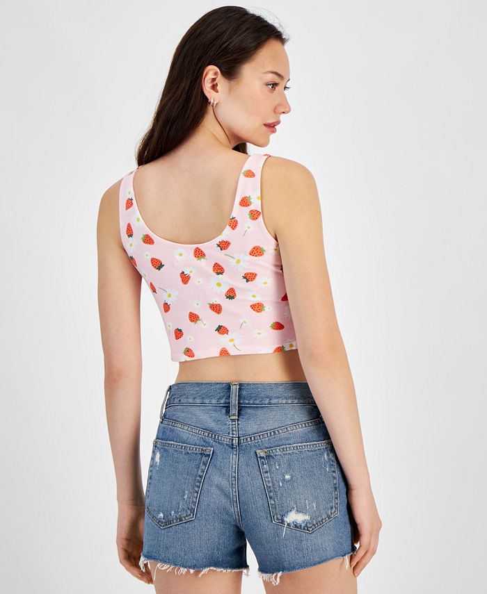 Grayson Threads, The Label Juniors' Cropped Strawberry-Print Top - Macy's