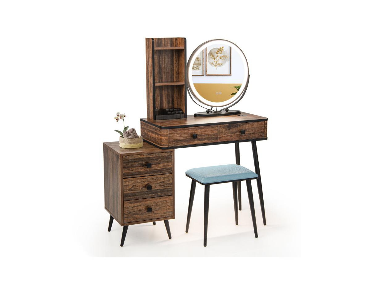 Click here for Slickblue Vanity Table Set with 3-Color Lighted Mi... prices