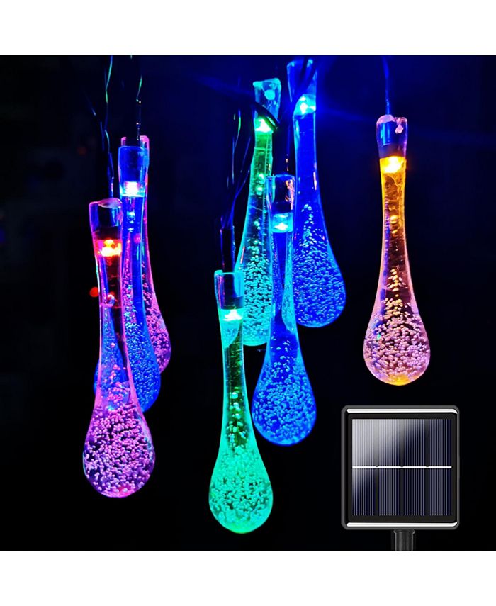 SonicGrace Solar Powered Water Drop String Light - Macy's