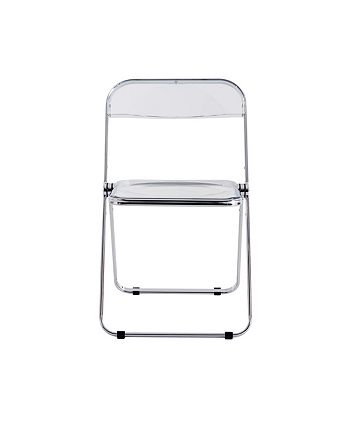 Simplie Fun White Clear Transparent Folding Chair Pc Plastic Living ...