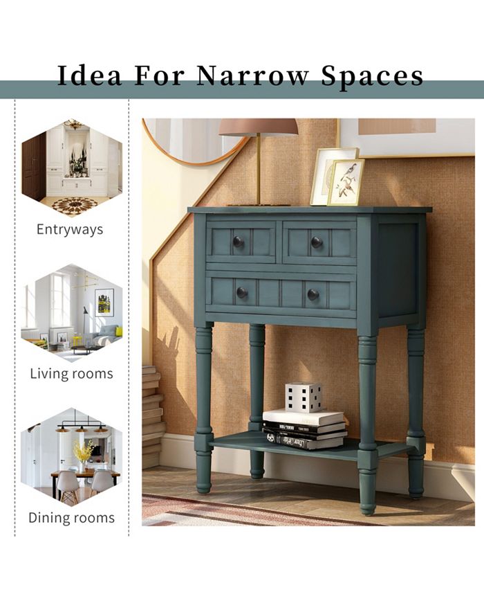 Simplie Fun Narrow Console Table, Slim Sofa Table With Three Storage ...