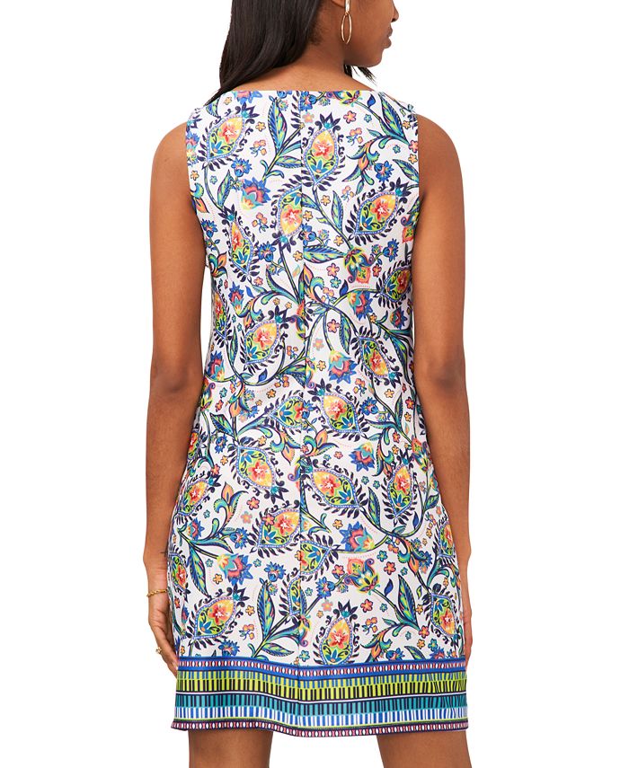 MSK Women's Sleeveless Mixed-Print Keyhole-Neck Shift Dress - Macy's