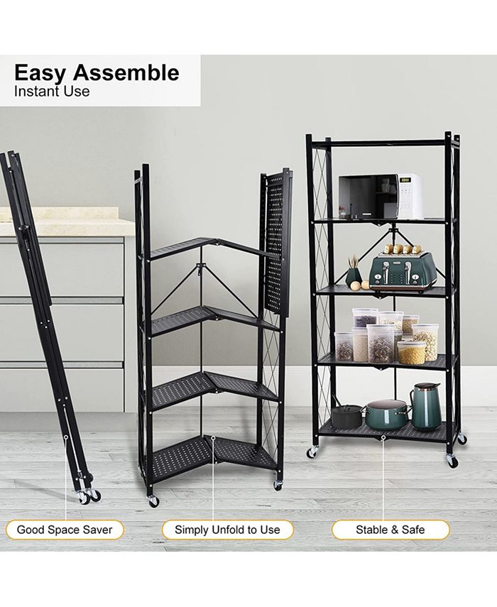 Simplie Fun Healthsmart 5-Tier Heavy Duty Foldable Metal Rack Storage ...