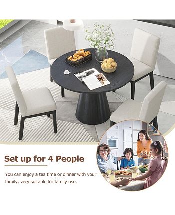 Simplie Fun 5 Piece Dining Set Retro Round Table With 4 Upholstered ...