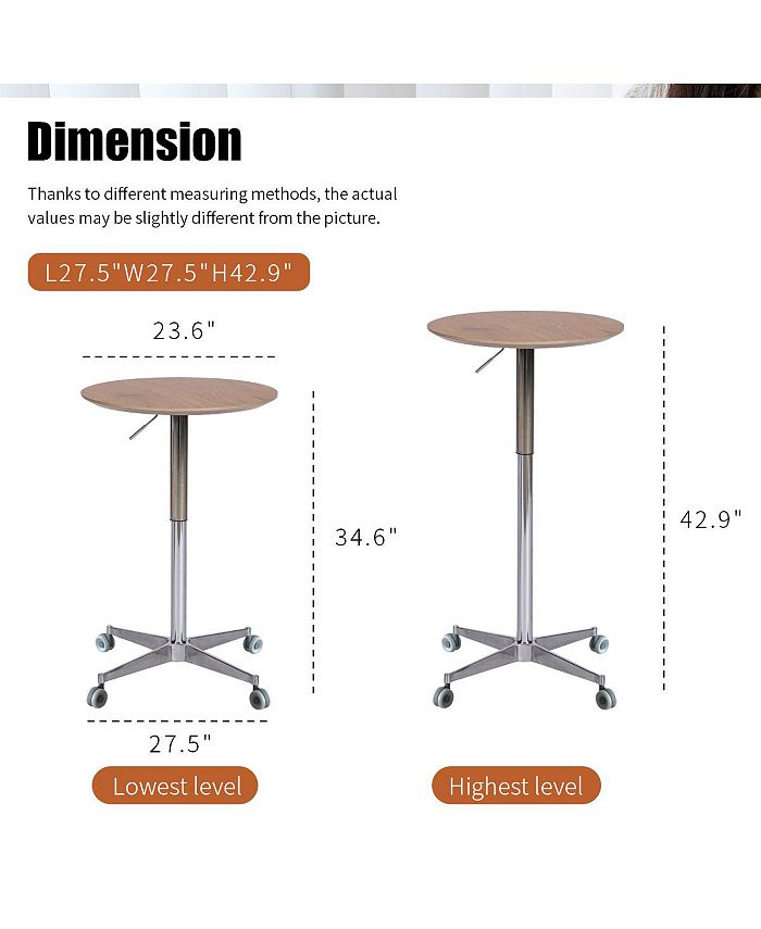Simplie Fun Movable Adjustable Bar Table Pub Table 360 Swivel Counter ...