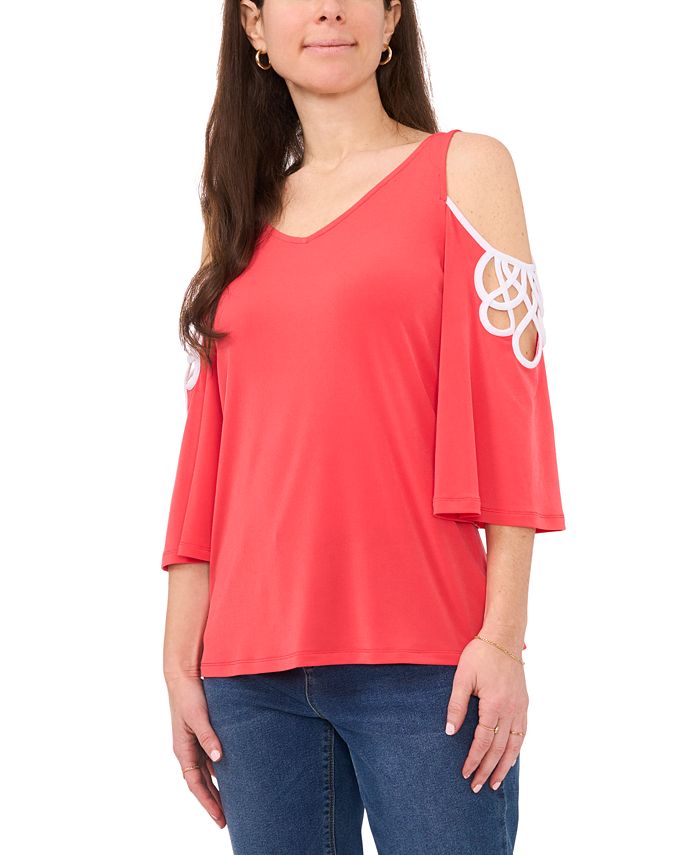 Sam & Jess Petite Knit Cold-Shoulder Top - Macy's