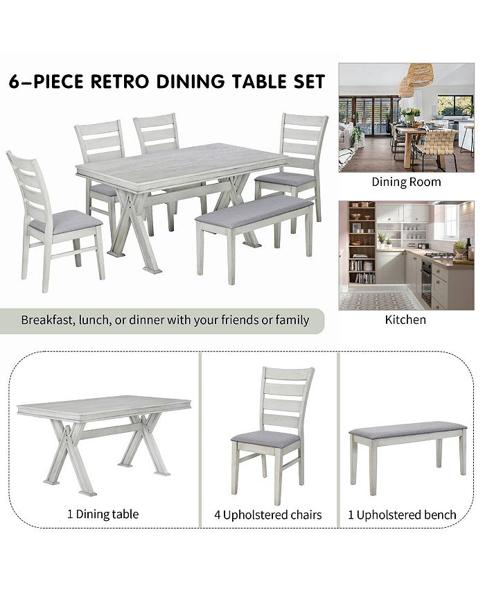 Simplie Fun 6-Piece Retro Dining Set with Unique Table & Chairs - Macy's