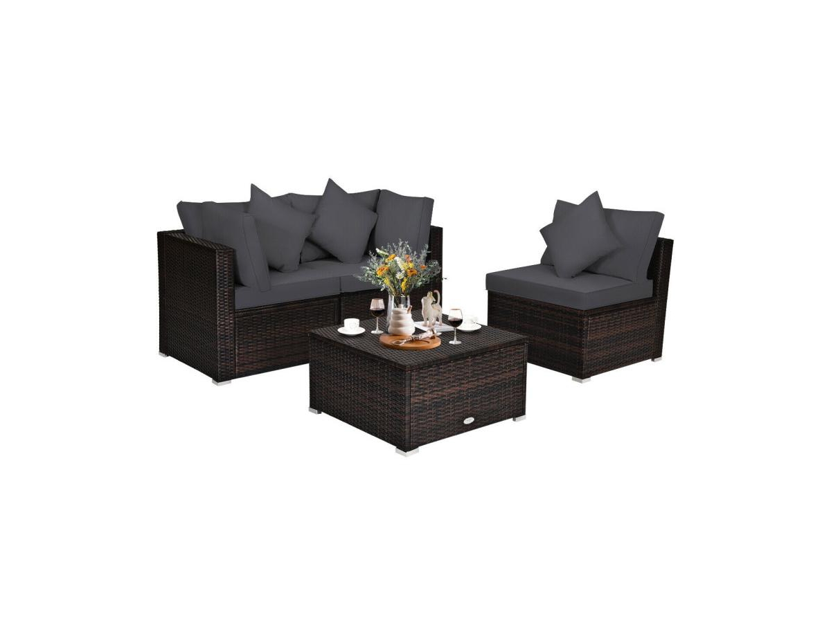 Click here for Slickblue 4 Pieces Ottoman Garden Patio Rattan Wic... prices