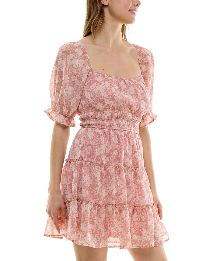 Trixxi Juniors' Emma Puff-Sleeve Mini Dress - Macy's