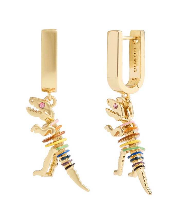 COACH Faux Stone Signature Rainbow Rexy Charm Huggies - Macy's