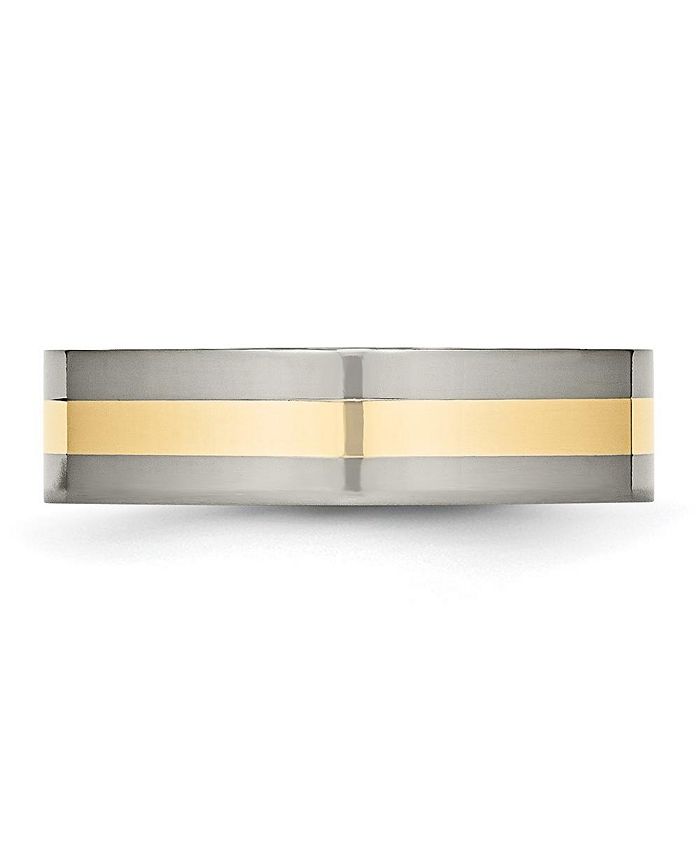 Chisel Titanium 14k Gold Inlay Flat Wedding Band Ring - Macy's