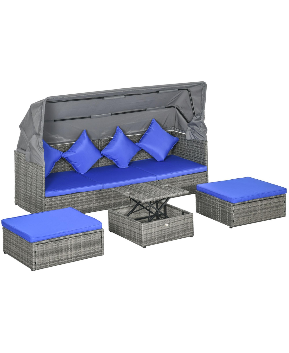 Click here for 4 Piece Adjustable Canopy Outdoor Rat Sofa Set  Li... prices