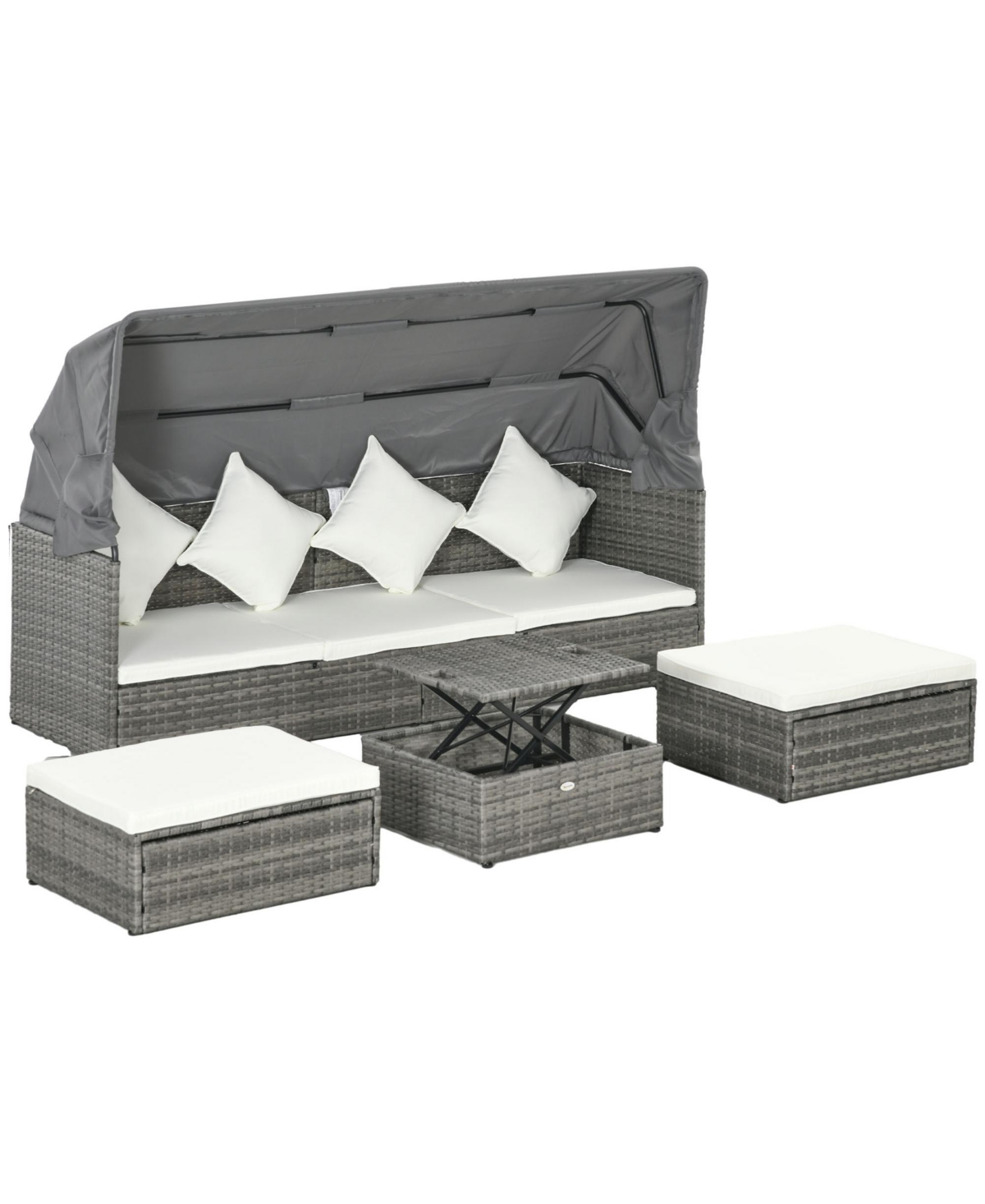 Click here for 4 Piece Adjustable Canopy Outdoor Rat Sofa Set  Li... prices