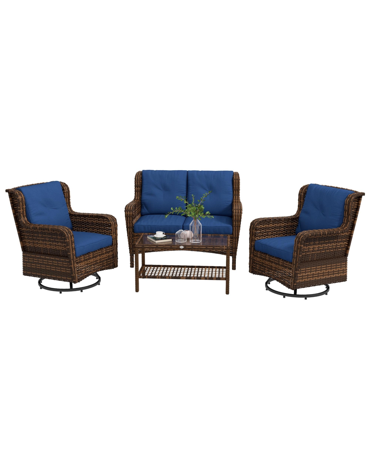 Click here for Outsunny Wicker Furniture Set w/ 360° Swivel... prices