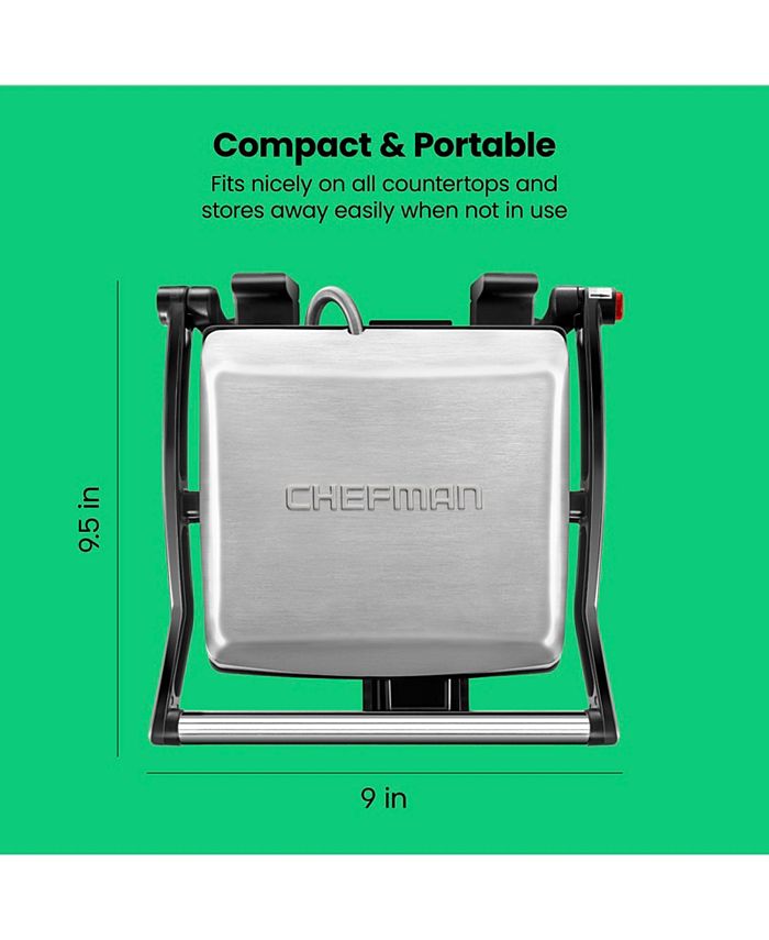 Chefman Electric Panini Press & Grill w/ Non Stick Plates, Opens Flat ...