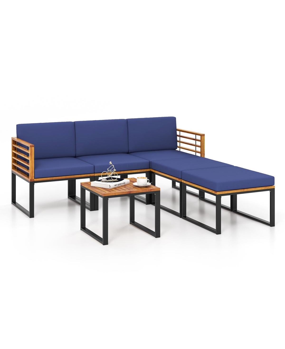 Click here for Sugift 6 Piece Patio Acacia Wood Conversation Sofa... prices