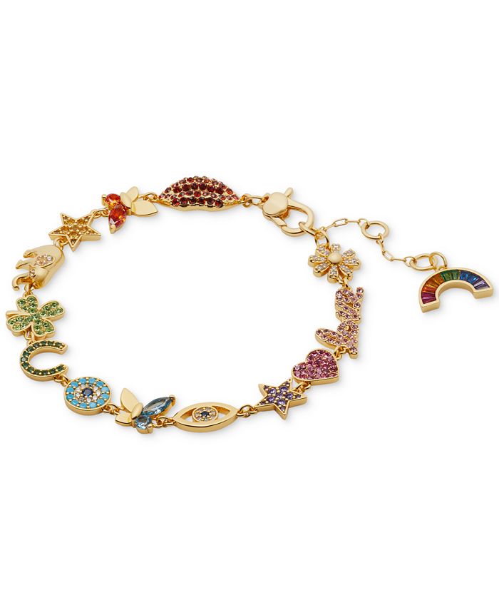 kate spade new york Gold-Tone Multicolor Crystal Rainbow Joy Charm ...