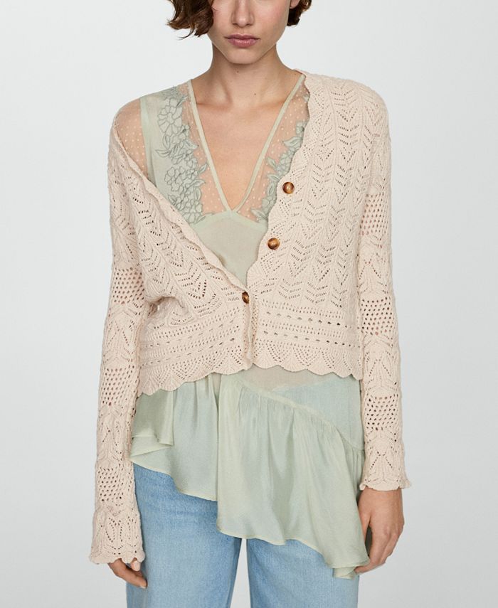 MANGO Women's Drawstring Detail Knitted Cardigan - Macy's
