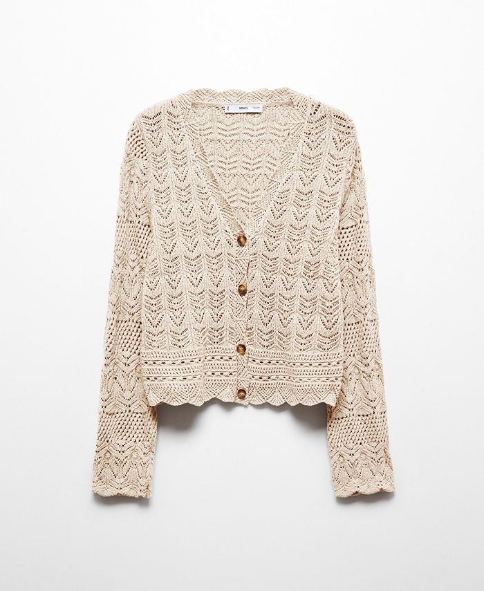 MANGO Women's Drawstring Detail Knitted Cardigan - Macy's