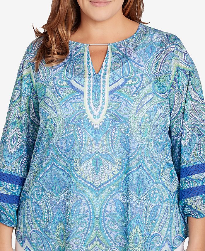 Ruby Rd. Plus Size Paisley Burnout Lace Top - Macy's