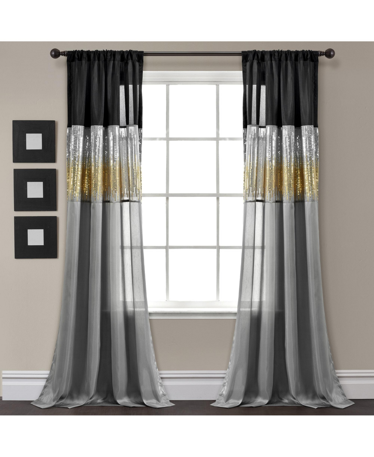 Click here for Lush Decor Night Sky Window Curtain Panel - Black prices