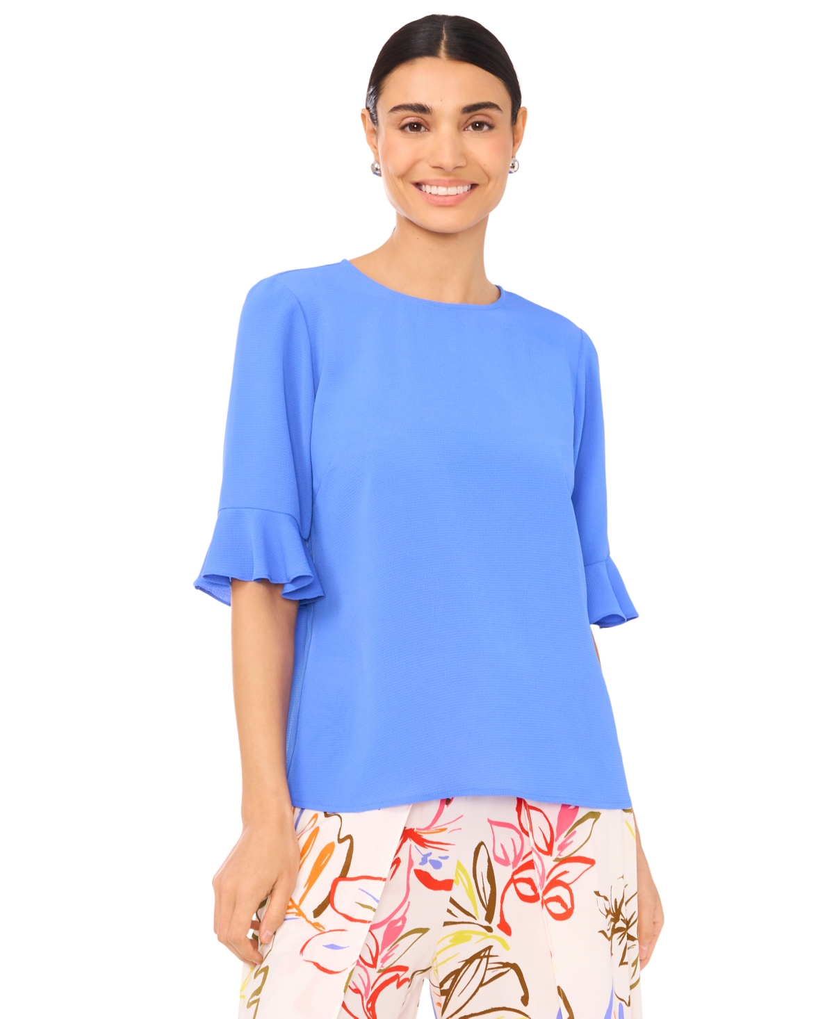 Click here for CeCe Womens Ruffled-Cuff 3/4-Sleeve Crew Neck Top... prices