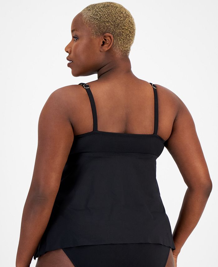 Becca ETC Plus Size Color Code Flounce Tankini Top - Macy's