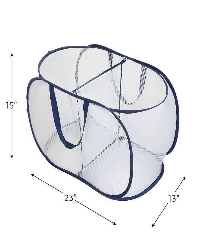 Smart Design Deluxe Mesh Pop-Up 2-Compartment Laundry Sorter Hamper ...