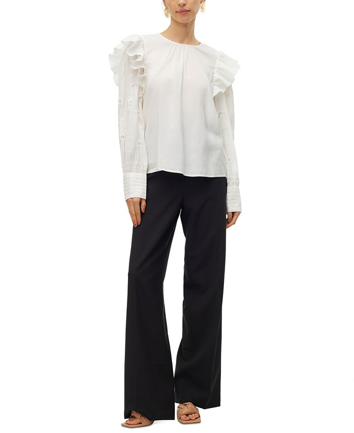 Vero Moda Women's Bilde Embroidered-Sleeve Frilled Top - Macy's