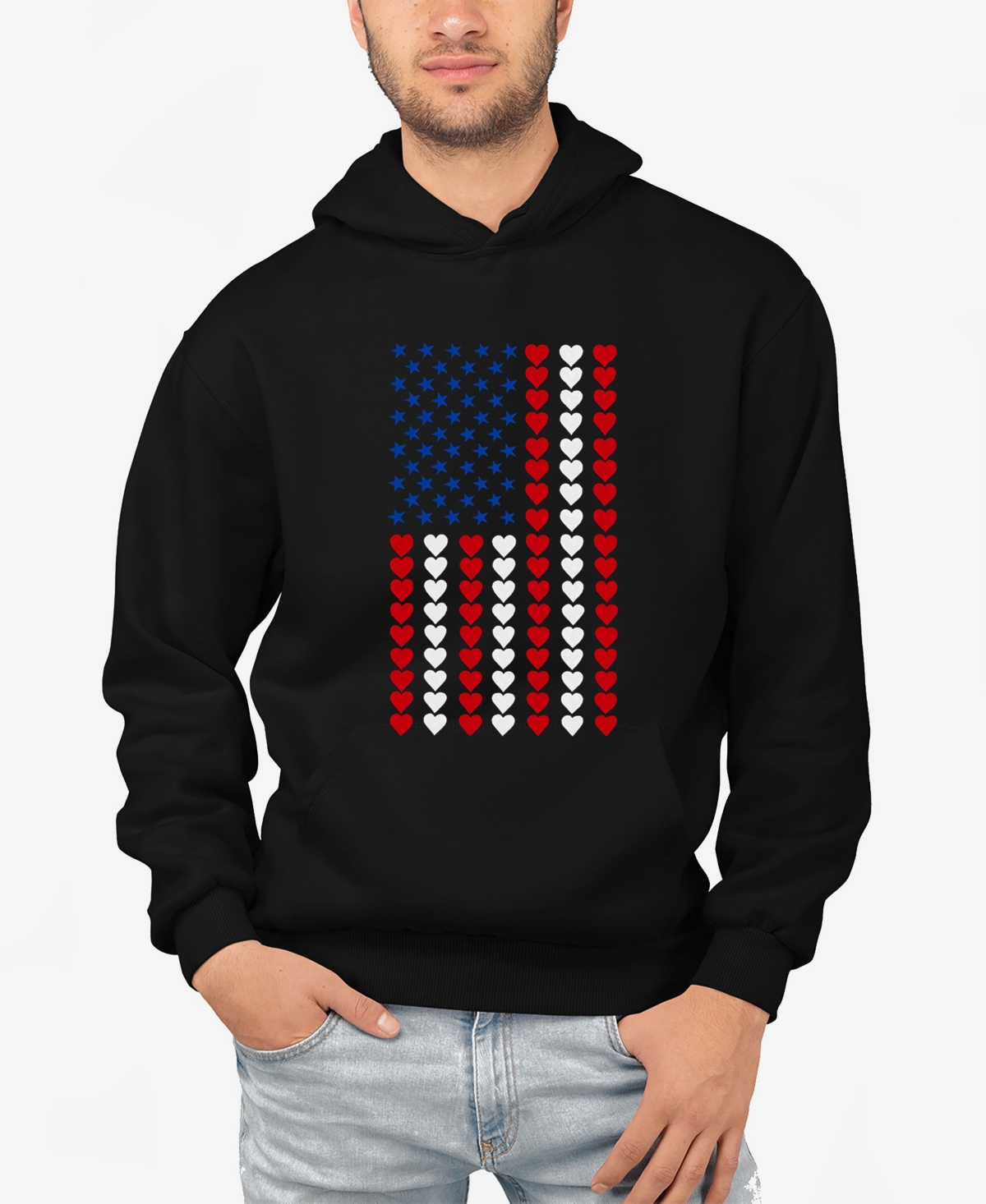 Click here for La Pop Art Heart Flag - Mens Word Art Hooded Sweat... prices