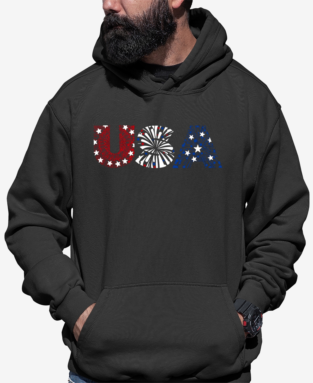 Click here for La Pop Art Usa Fireworks - Mens Word Art Hooded Sw... prices