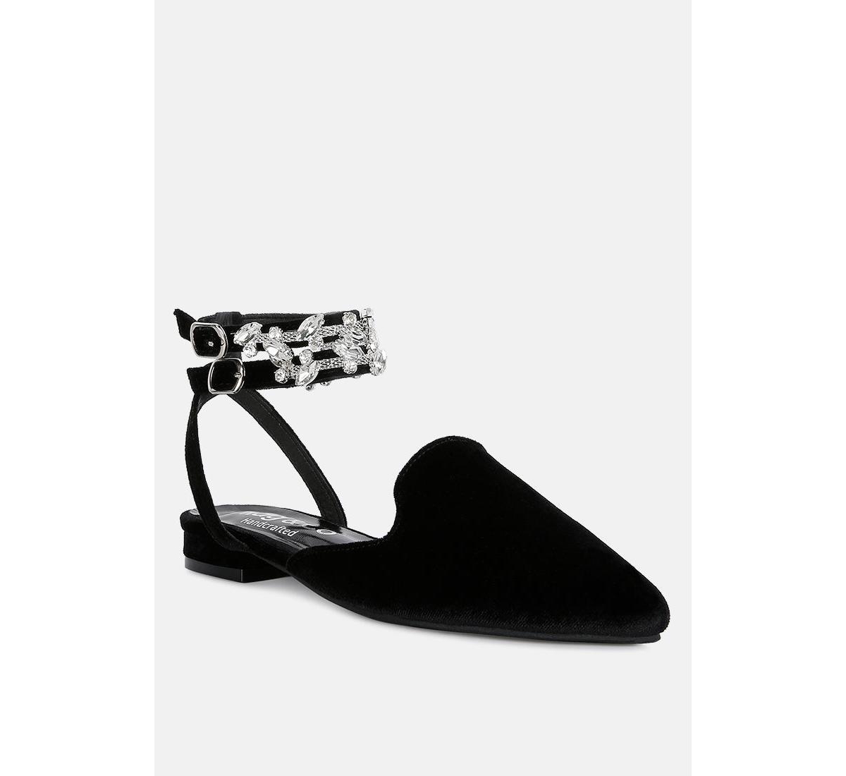 Click here for Salome Womens Embellished Ankle Strap Velvet Mules... prices
